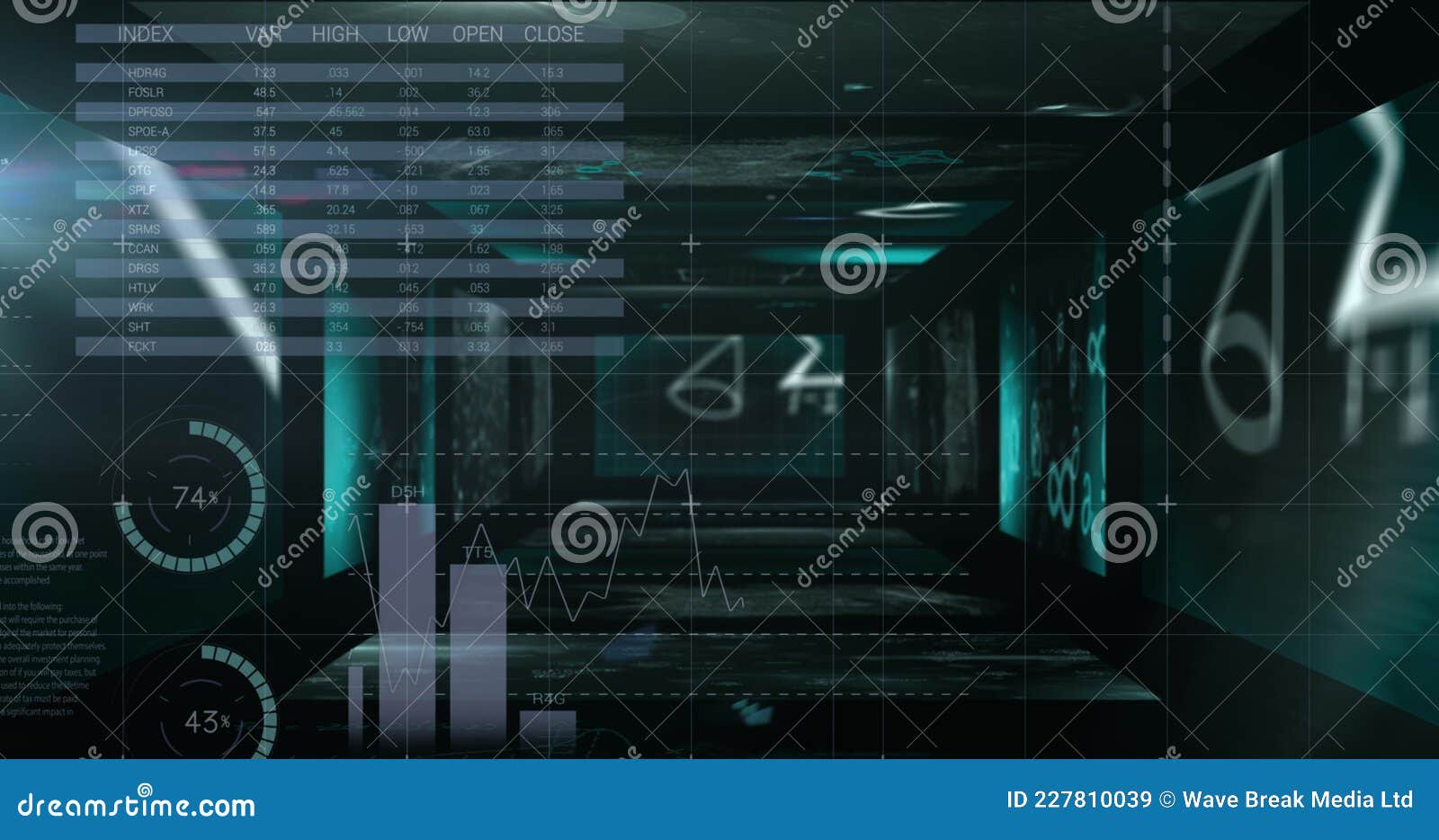 Image of Scientists Screens and Graphs on Blue Background Stock ...