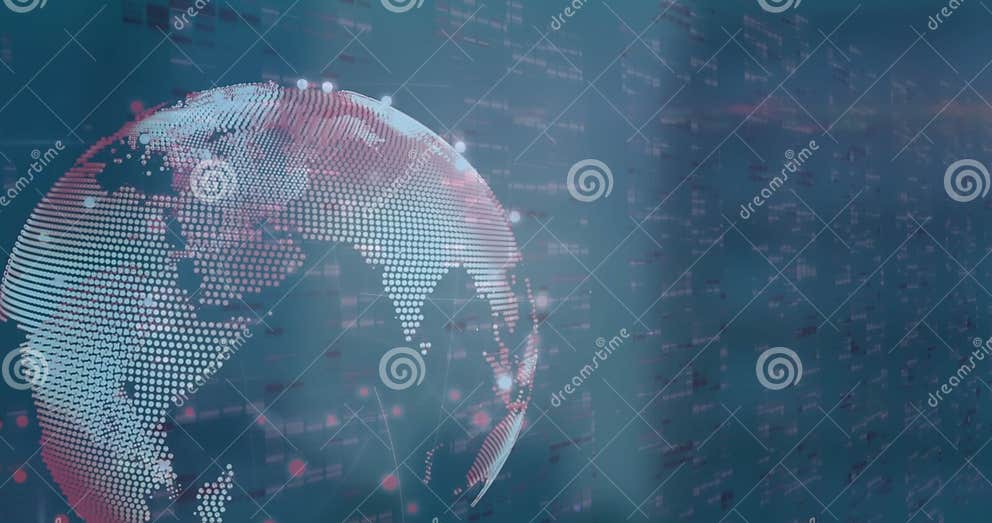 Image of Scope Scanning and Binary Coding Over Man Wearing Vr Headset Stock Illustration ...