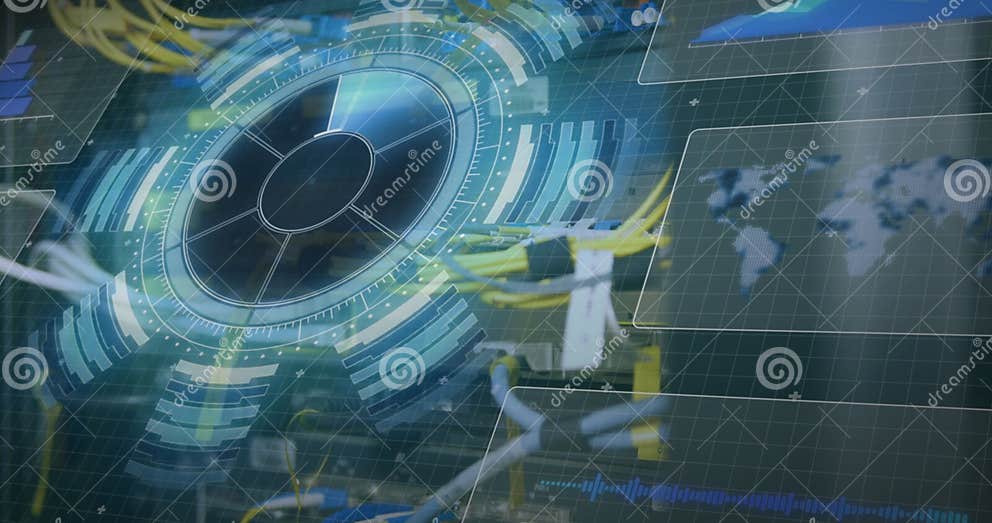 Image of Scope Scanning and Binary Coding Over Man Wearing Vr Headset Stock Image - Image of ...