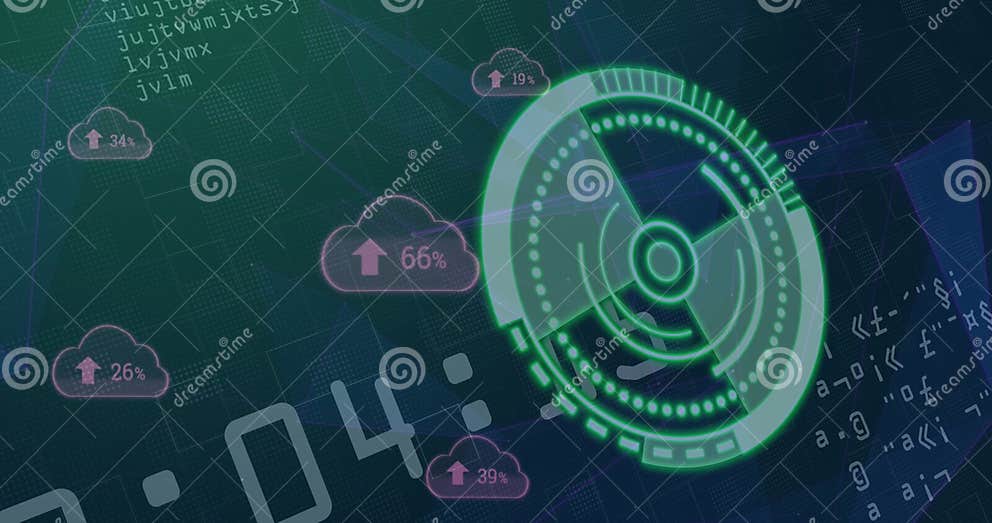 Image of Scope Scanning and Cloud Icons Over Data Processing Stock ...