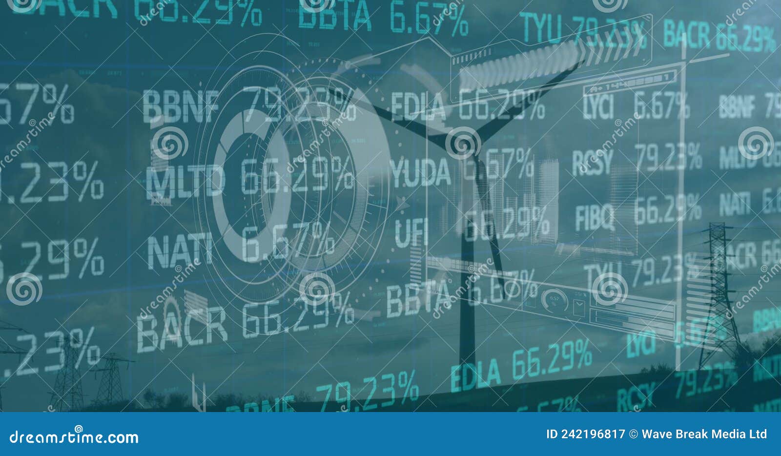 Image of Scope Scanning and Data Processing on Blue Background ...
