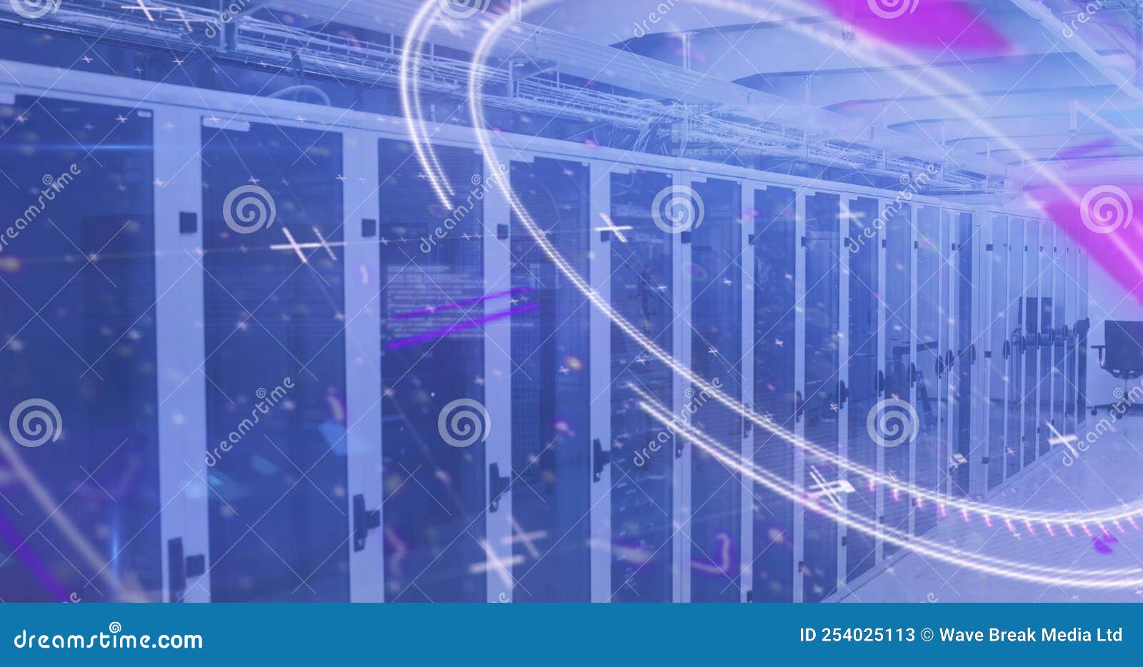Image of Scope Scanning and Data Processing with Computer Servers in Background Stock Image ...