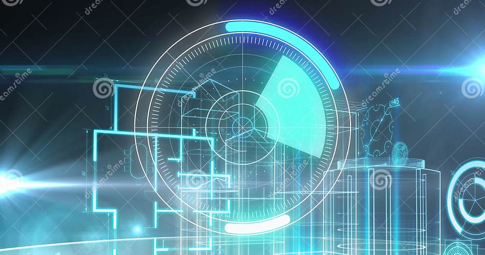 Image of Scope Scanning and Data Processing Over Digital Screen Stock Illustration ...