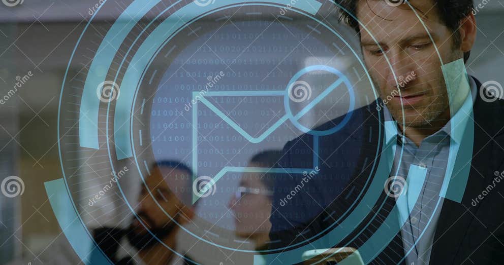 Image of Scope Scanning and Envelope Over Caucasian Man Using ...