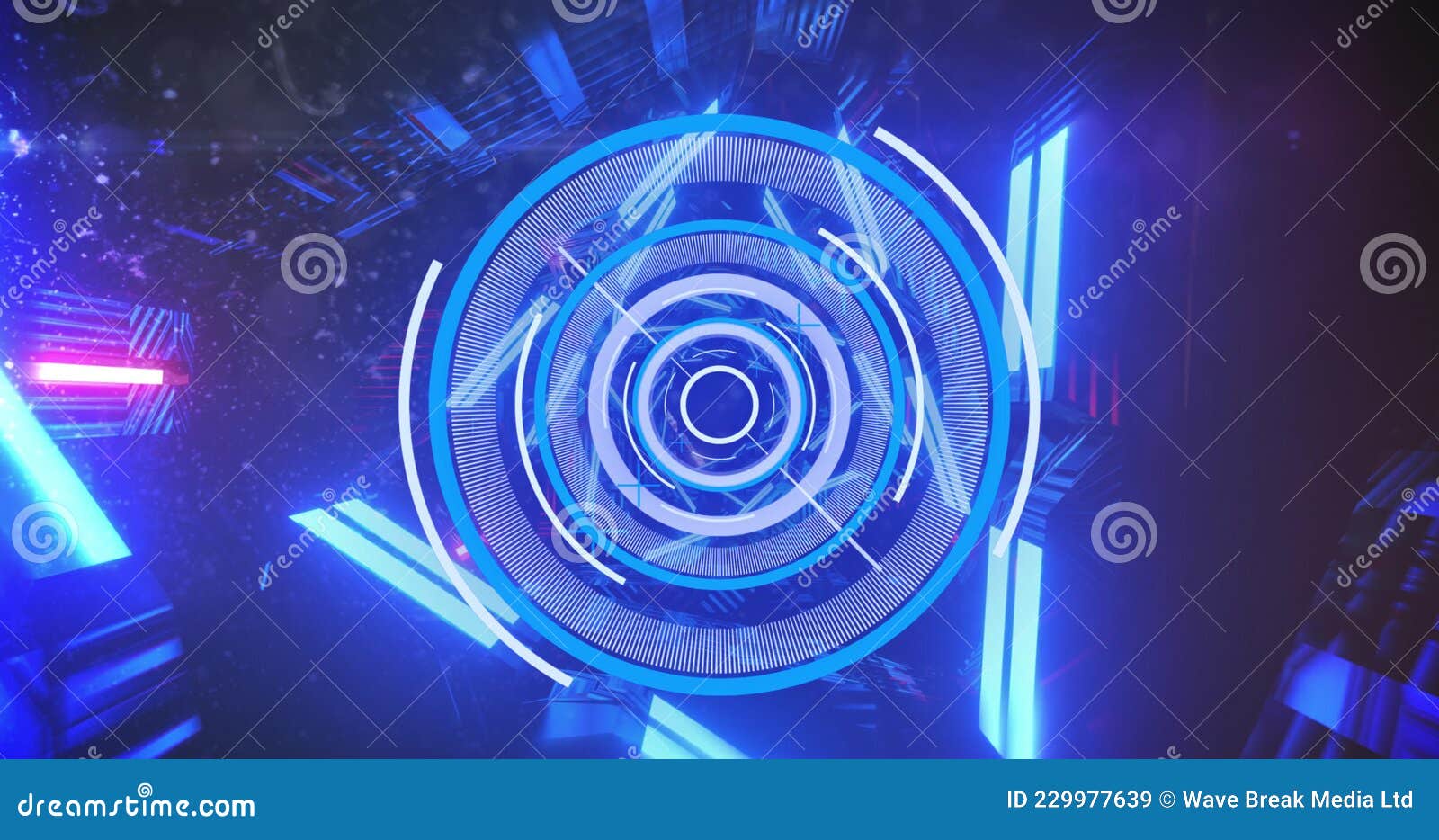 Image of Scope Scanning and Flashing Neon Lines on Blue Background ...