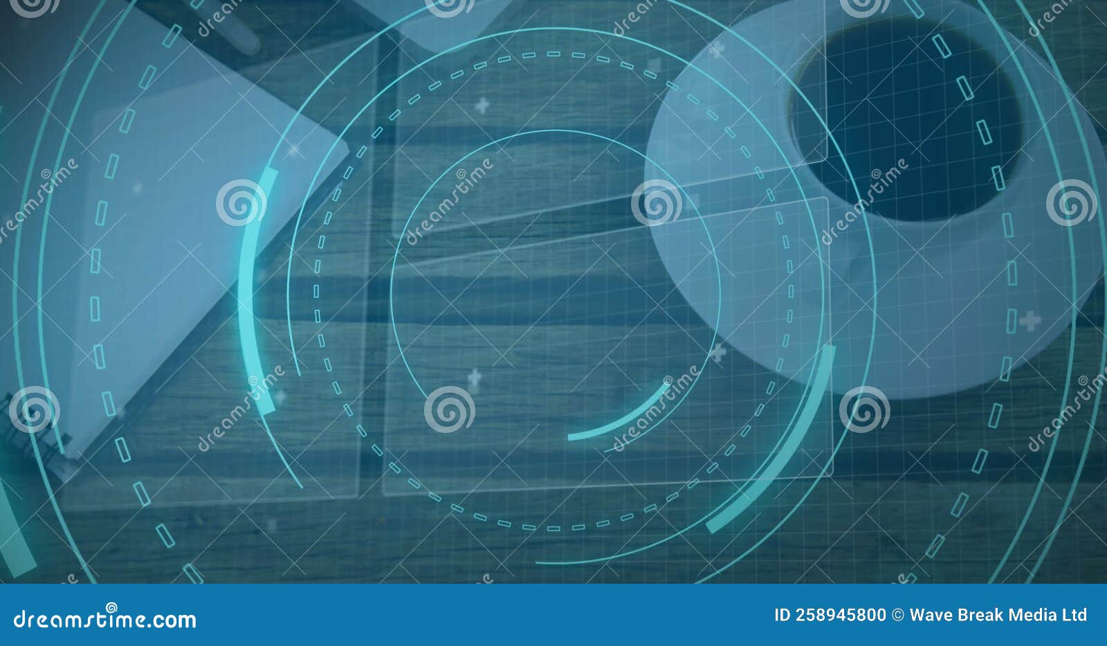 Image of Scope Scanning with 5g Text and Data Processing Over Desk with ...