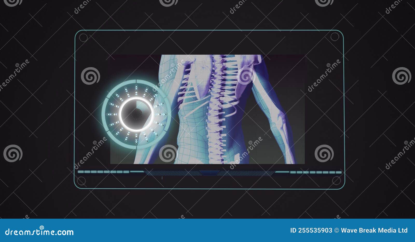 Image of Scope Scanning and Human Body Spinning on Screen Stock ...