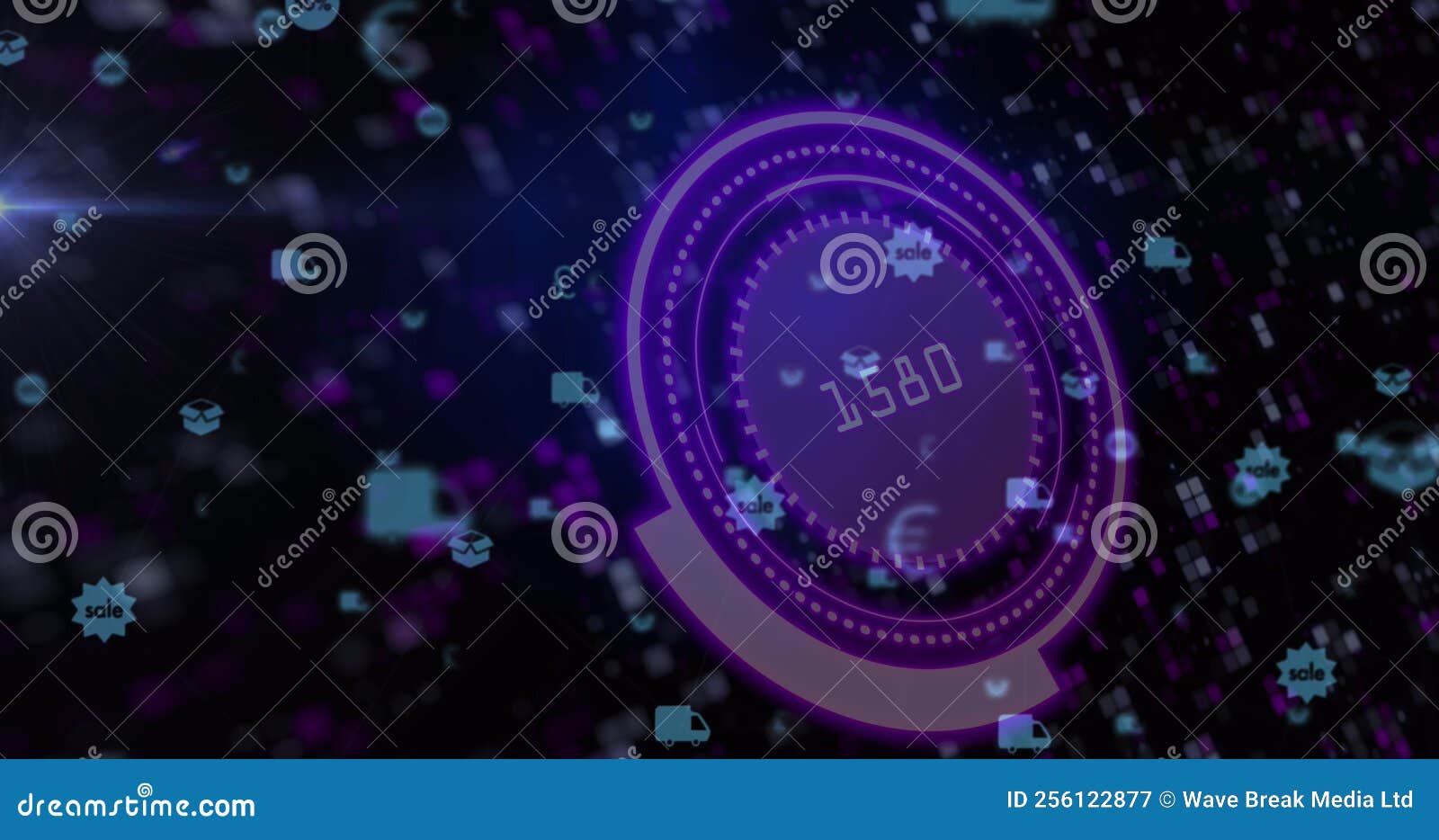 Image of Scope Scanning and Icons Over Moving Columns Stock ...