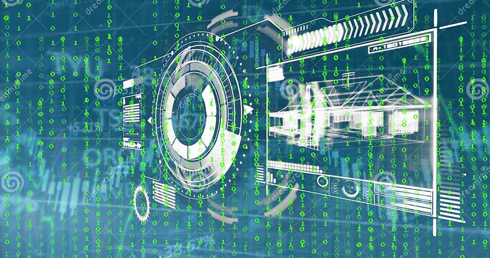 Image of Scope Scanning with Interface, Binary Codes, Graphs Moving Over Trading Board Stock ...