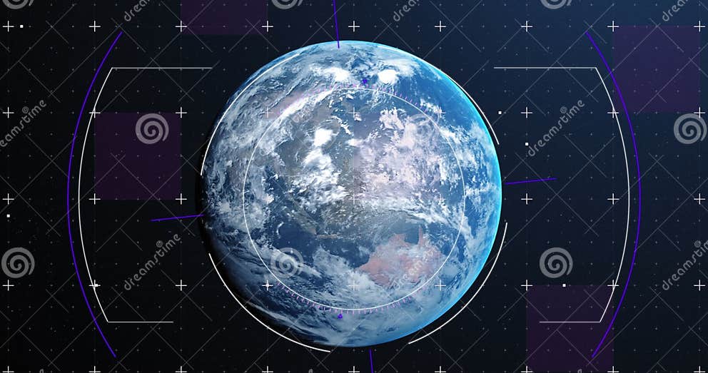 Image of Scope Scanning and Markers Over Globe on Blue Background Stock ...