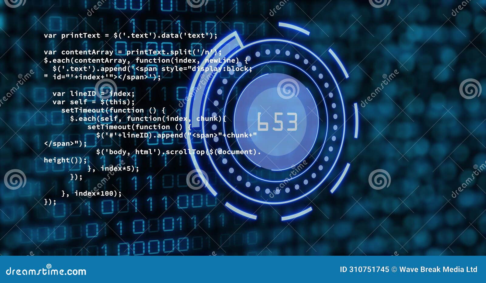 Image Of Scope Scanning With Numbers And Binary Coding Processing Stock Image Image Of
