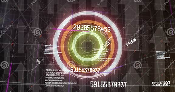 Image of Scope Scanning, Numbers Changing and Data Processing with Arrows in Background Stock ...