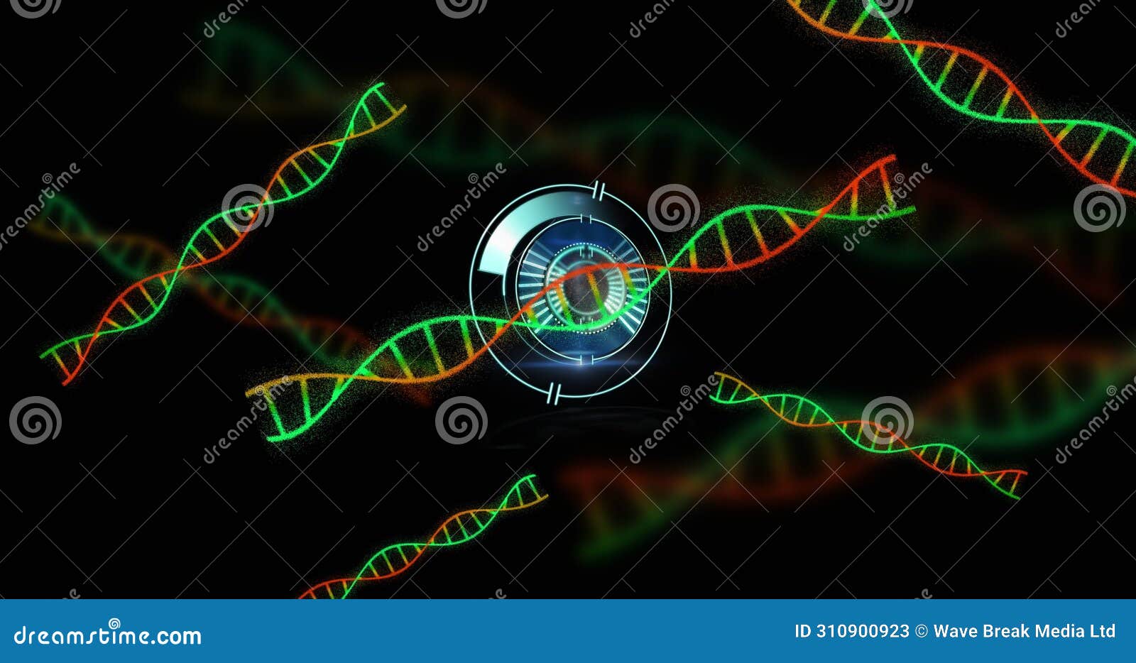 Image of Scope Scanning Over Dna Strands on Black Background Stock ...