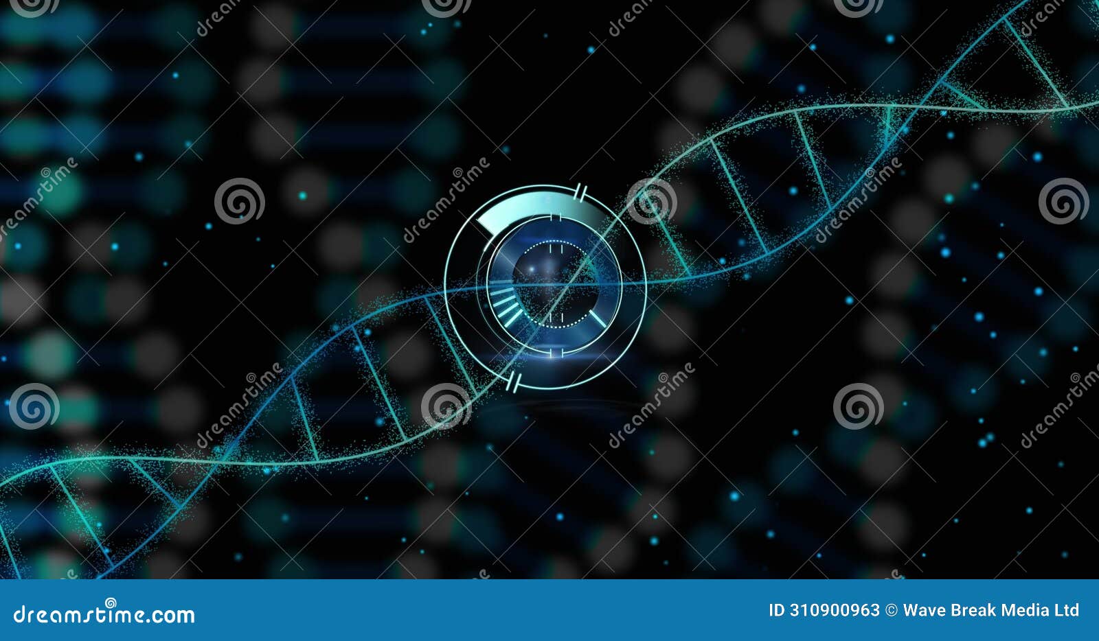 Image of Scope Scanning Over Dna Strands on Black Background Stock ...