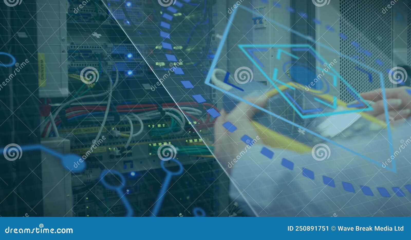 Image of Scope Scanning Over Technician Checking Computer Server Stock ...