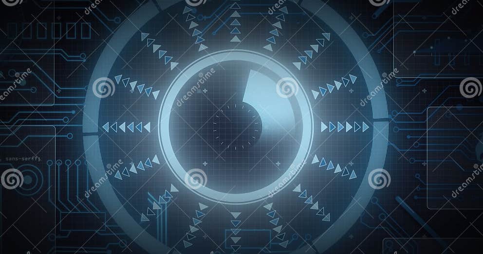 Image of Scope Scanning, Processor Elements and Data Processing on Screens Over Grid Stock ...