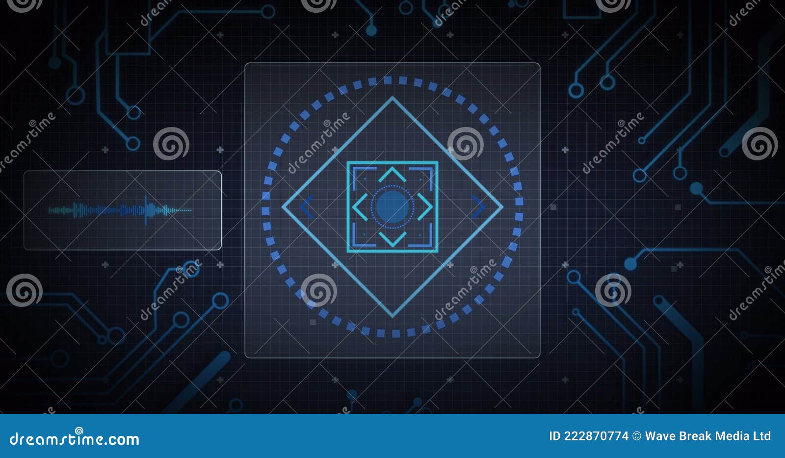 Image of Scope Scanning, Processor Elements and Data Processing on Screens Over Grid Stock ...