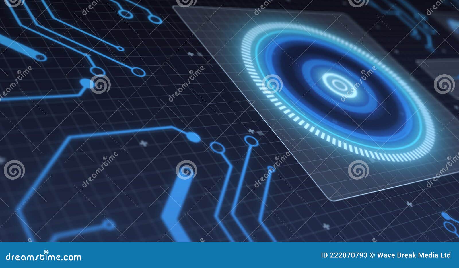 Image of Scope Scanning and Processor Elements on Screen Over Grid Stock Illustration ...