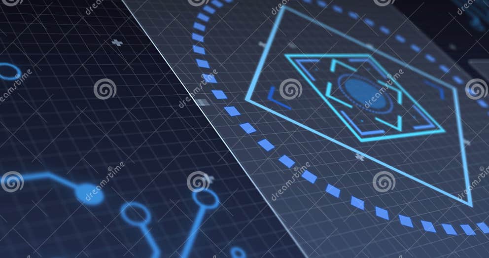 Image of Scope Scanning and Processor Elements on Screen Over Grid Stock Illustration ...