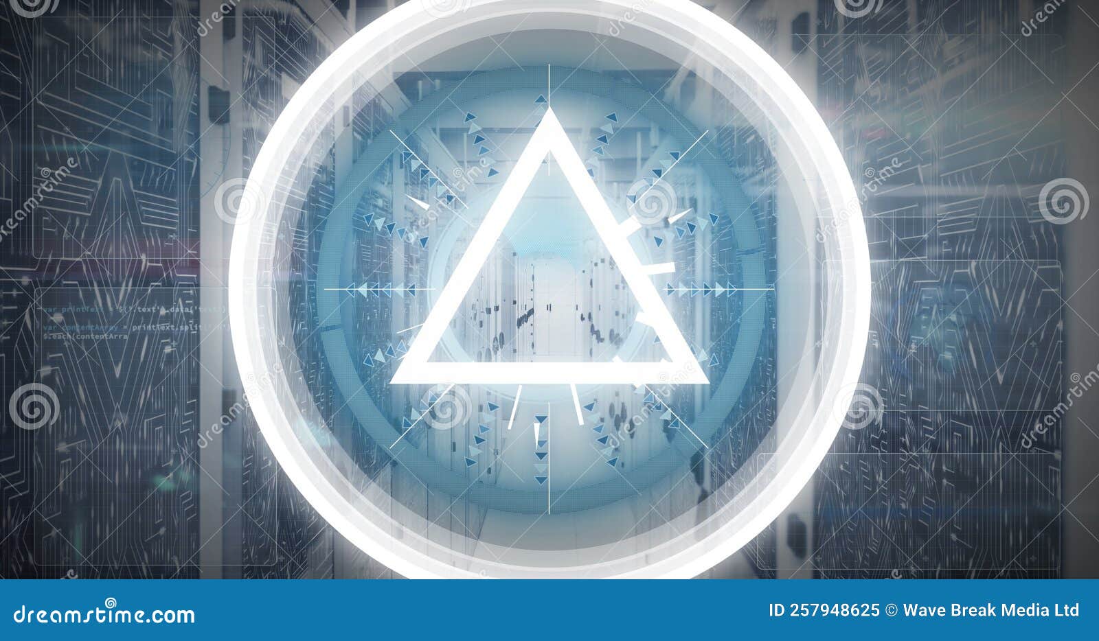 Image of Scope Scanning and White Shapes Over Server Room Stock ...