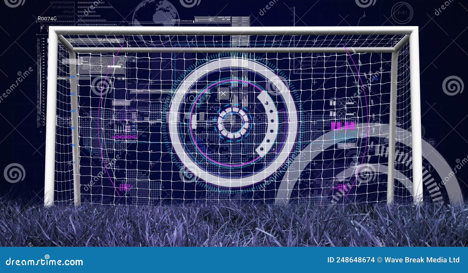 Image of Scopes Scanning and Data Processing Over Football Goal in ...