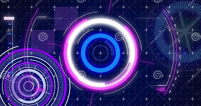 Image of Scopes Scanning and Data Processing Over Screen on Blue ...