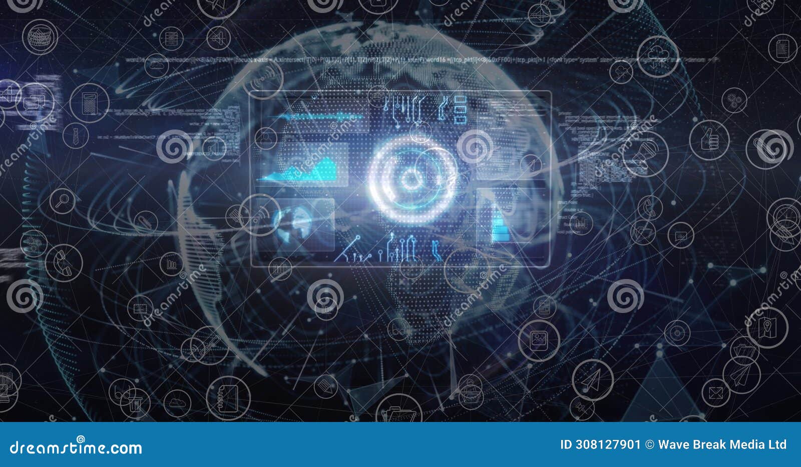 Image of Scopes Scanning Over Digital Planet Earth Stock Image - Image ...