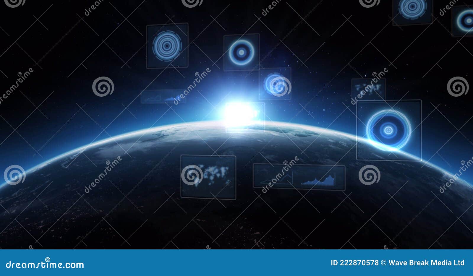 Image of Scopes Scanning, World Map, Data Processing on Screens Over ...
