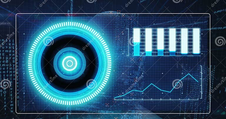 Image of Screen with Illuminated Circle and Graphs Over Programming ...