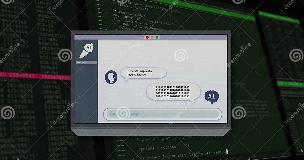 Image of Screen with Online Chat Over Data Processing Stock Illustration - Illustration of ...