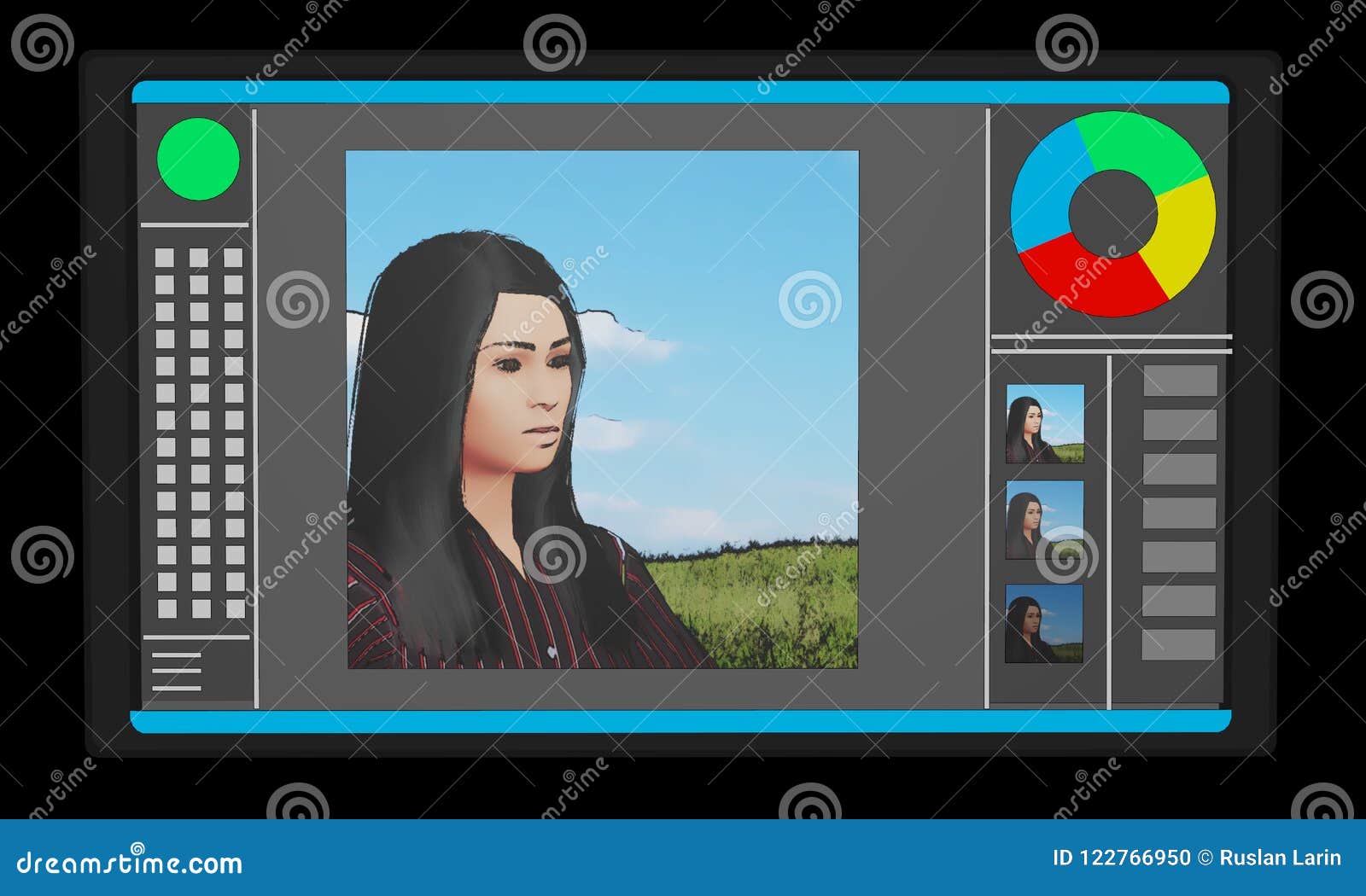 Image of a Screen with Photo Editing Software and a Drawing of a Girl ...