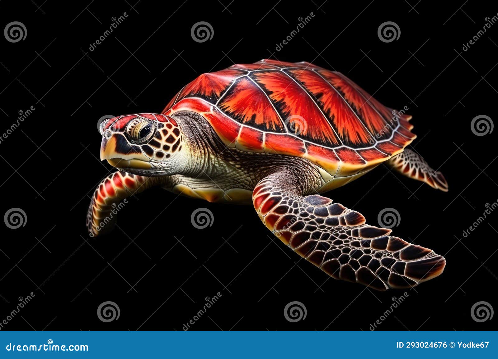 Image of Sea Turtle on Black Background. Undersea Animals Stock ...