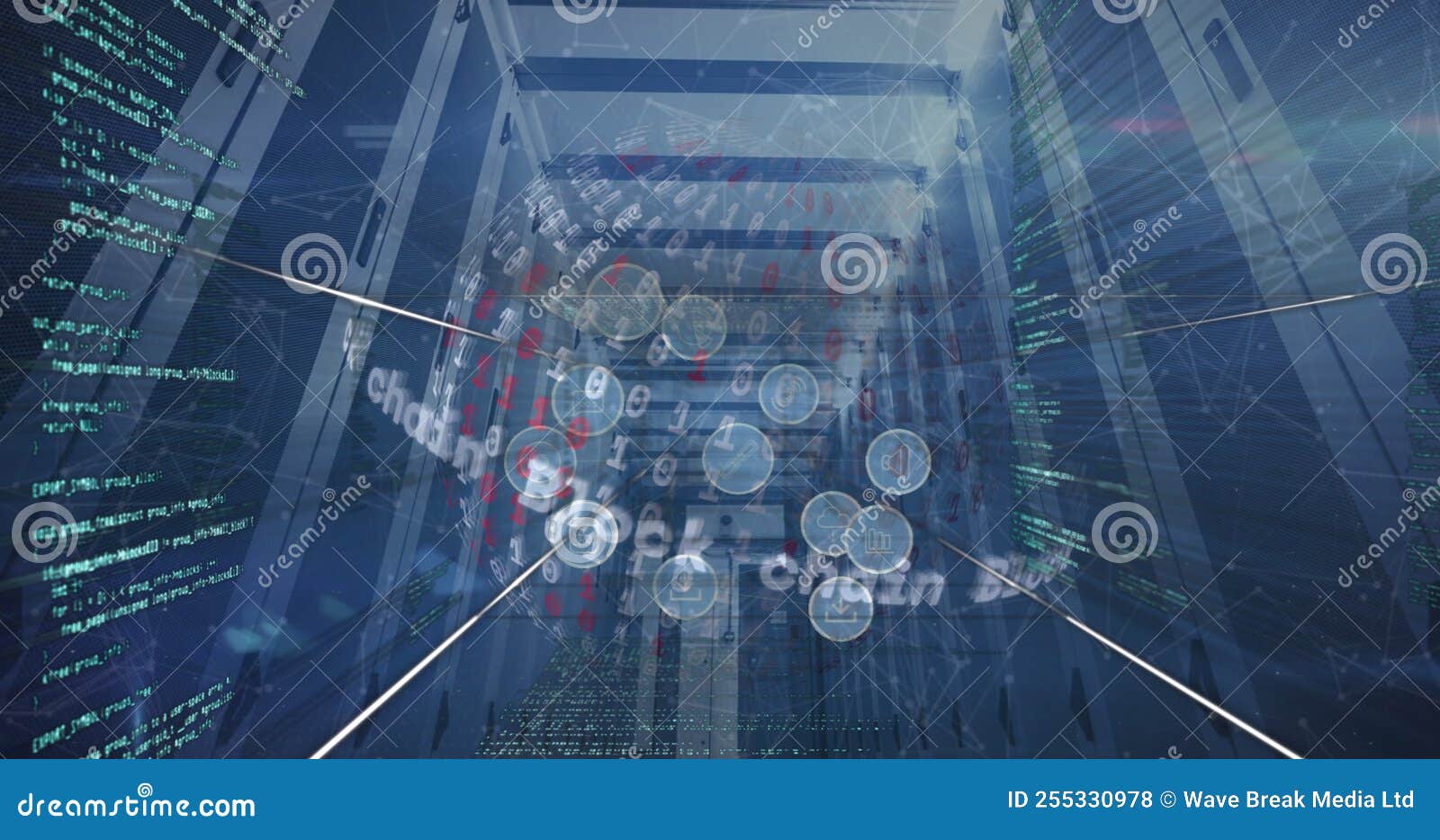 Image of Security Chain, Globe of Digital Icons and Data Processing ...