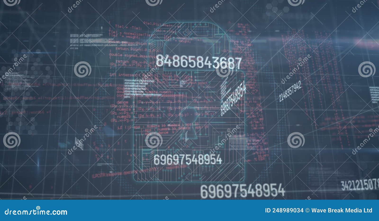 Image of Security Padlock and Data Processing Over Black Background ...