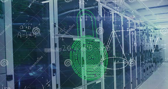 Image of Security Padlock Icon and Mathematical Equations Against ...