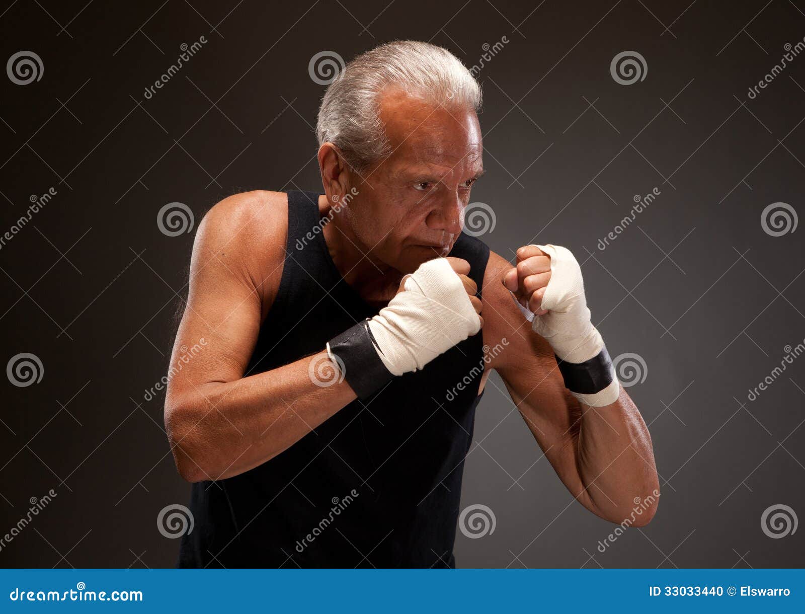 Image of a Senior Man in a Fighting Stance Stock Photo - Image of ...