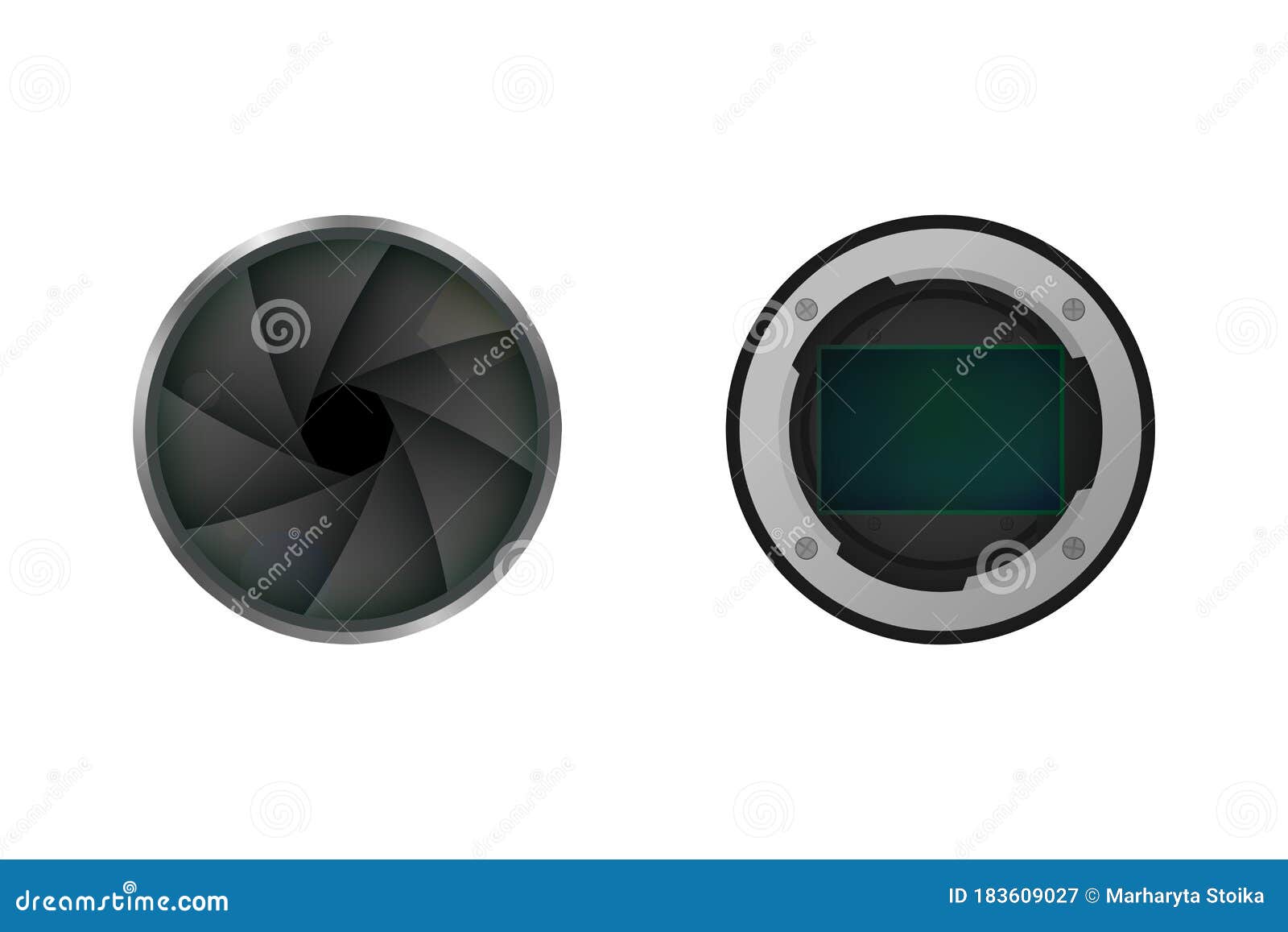Image sensor and shutter. stock vector. Illustration of bright - 183609027
