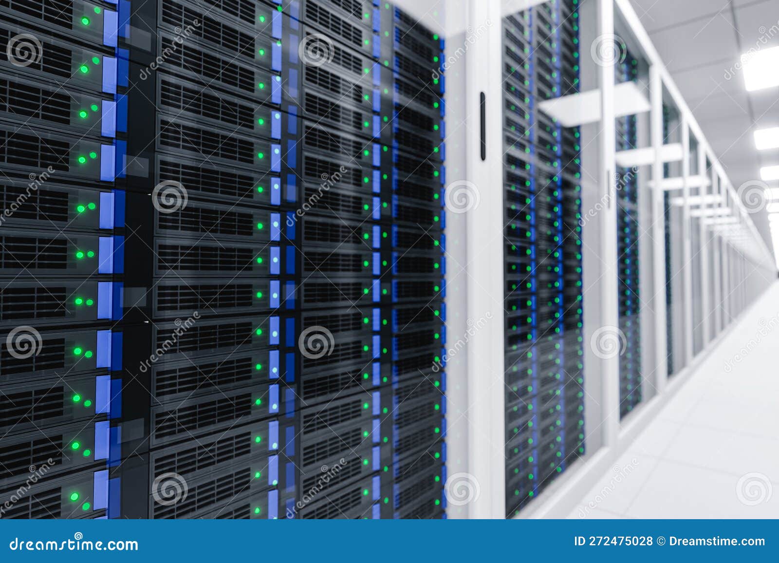 Server Racks in Data Center. 3d Render Stock Illustration ...