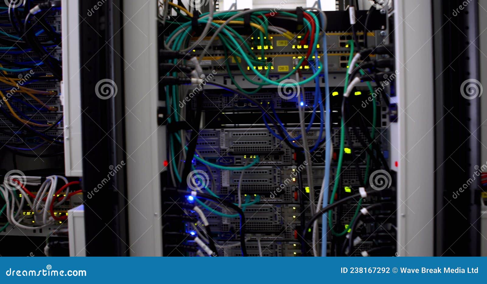 Image of Server Room with Multiple Changing Lights Stock Photo - Image ...
