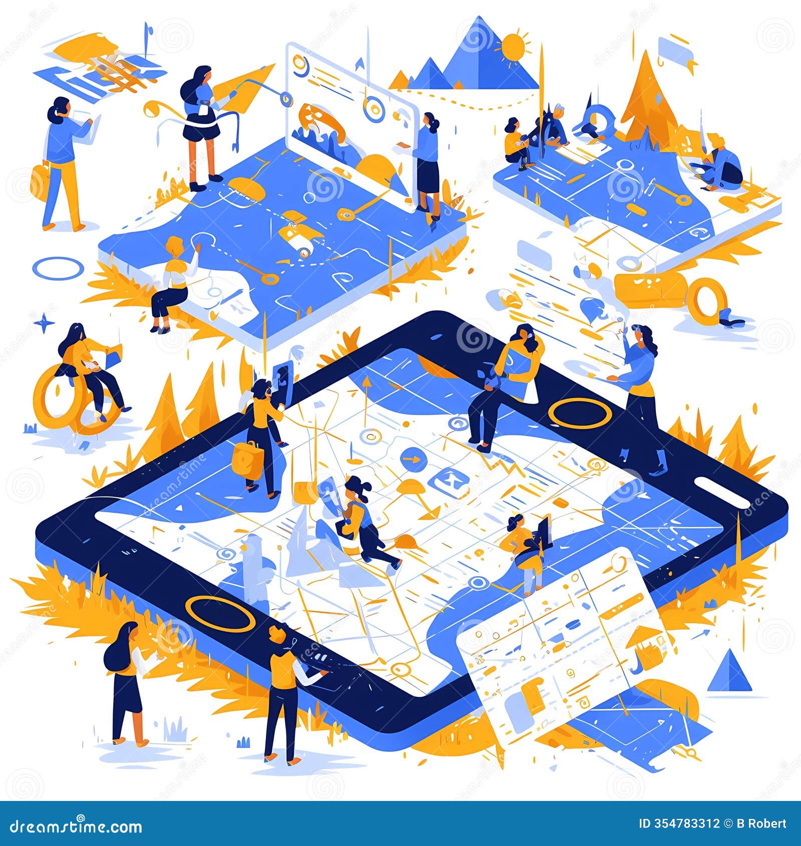 Navigating The Digital Landscape Illustration Cartoon Vector ...