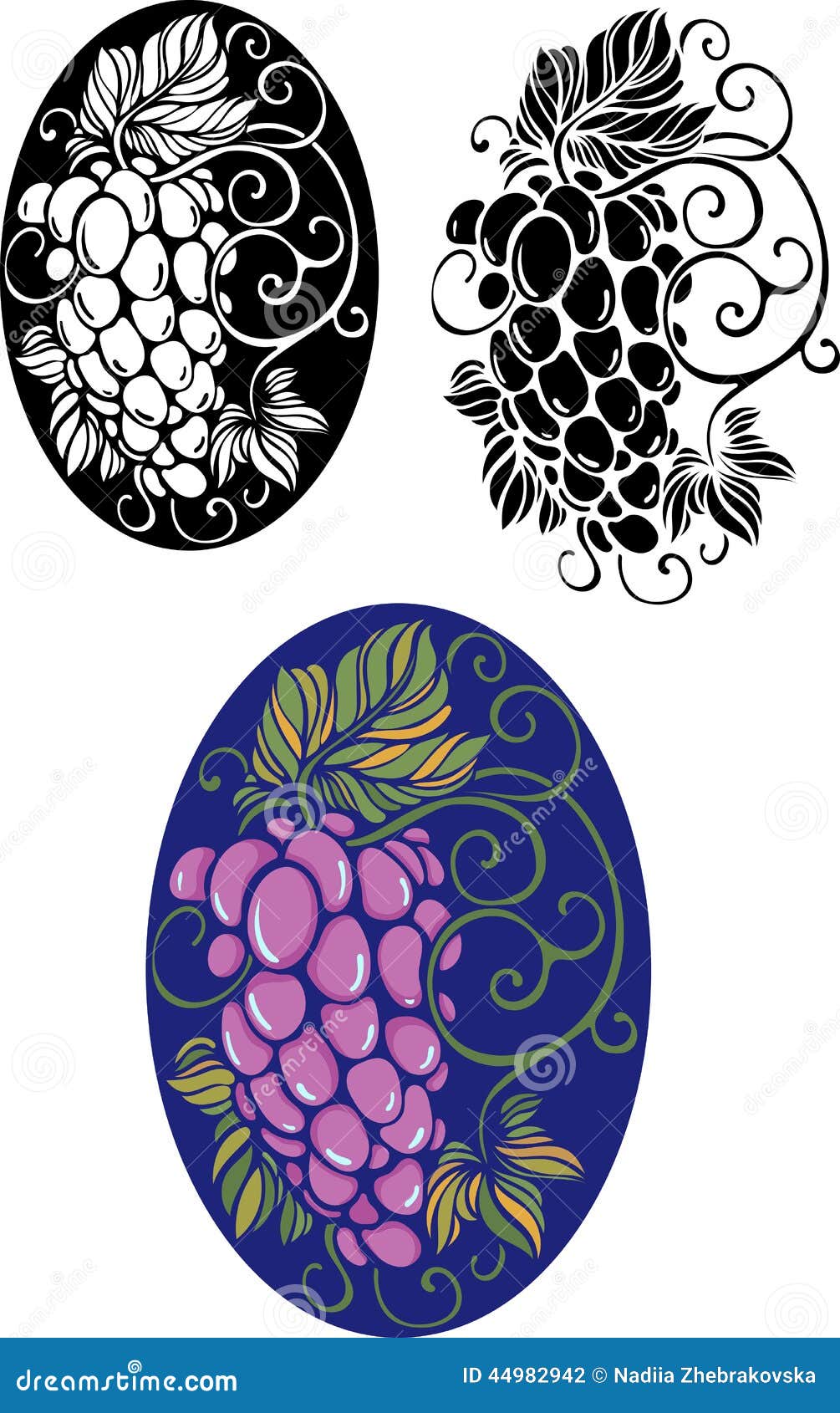 Image Set of Bunch of Grape Stock Vector - Illustration of creative ...