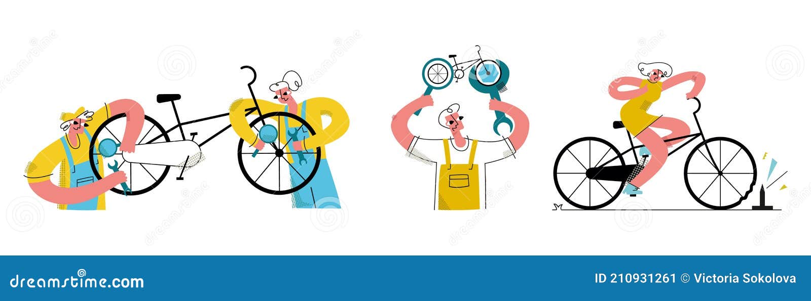 Image with a Set of Elements with Bicycle Repair Stock Vector ...