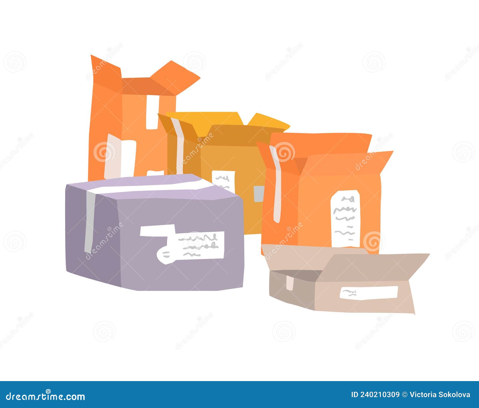 Image a Set of Open and Closed Multi Colored Boxes Stock Vector ...