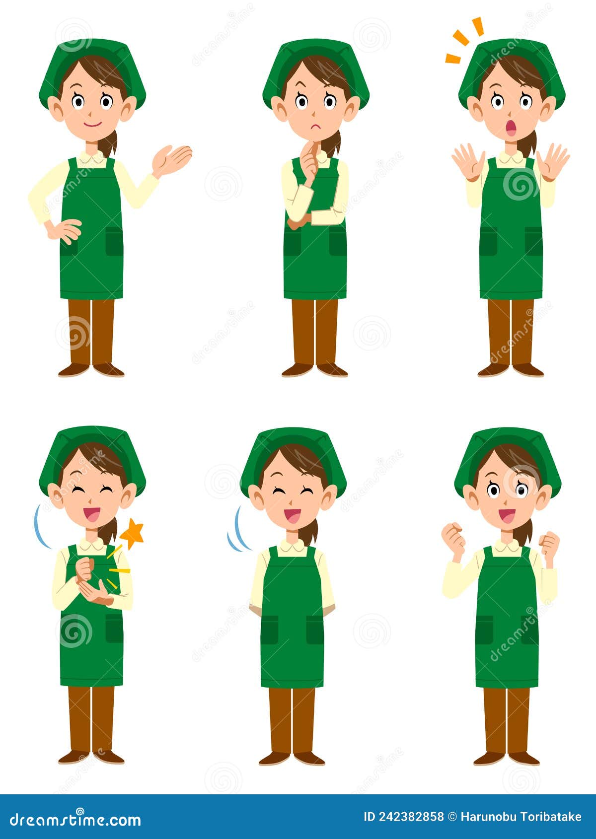 A Set of 6 Poses for a Female Clerk in a Supermarket Stock Vector ...
