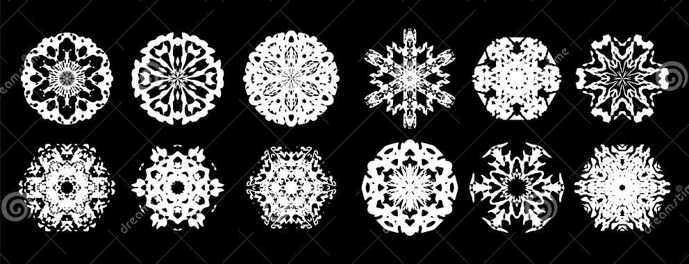 The Image is a Set of Twelve Different Snowflakes, All in Vector Format ...