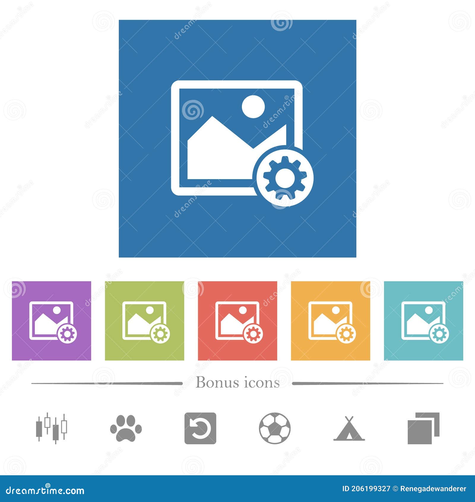 Image Settings Flat White Icons in Square Backgrounds Stock Vector ...