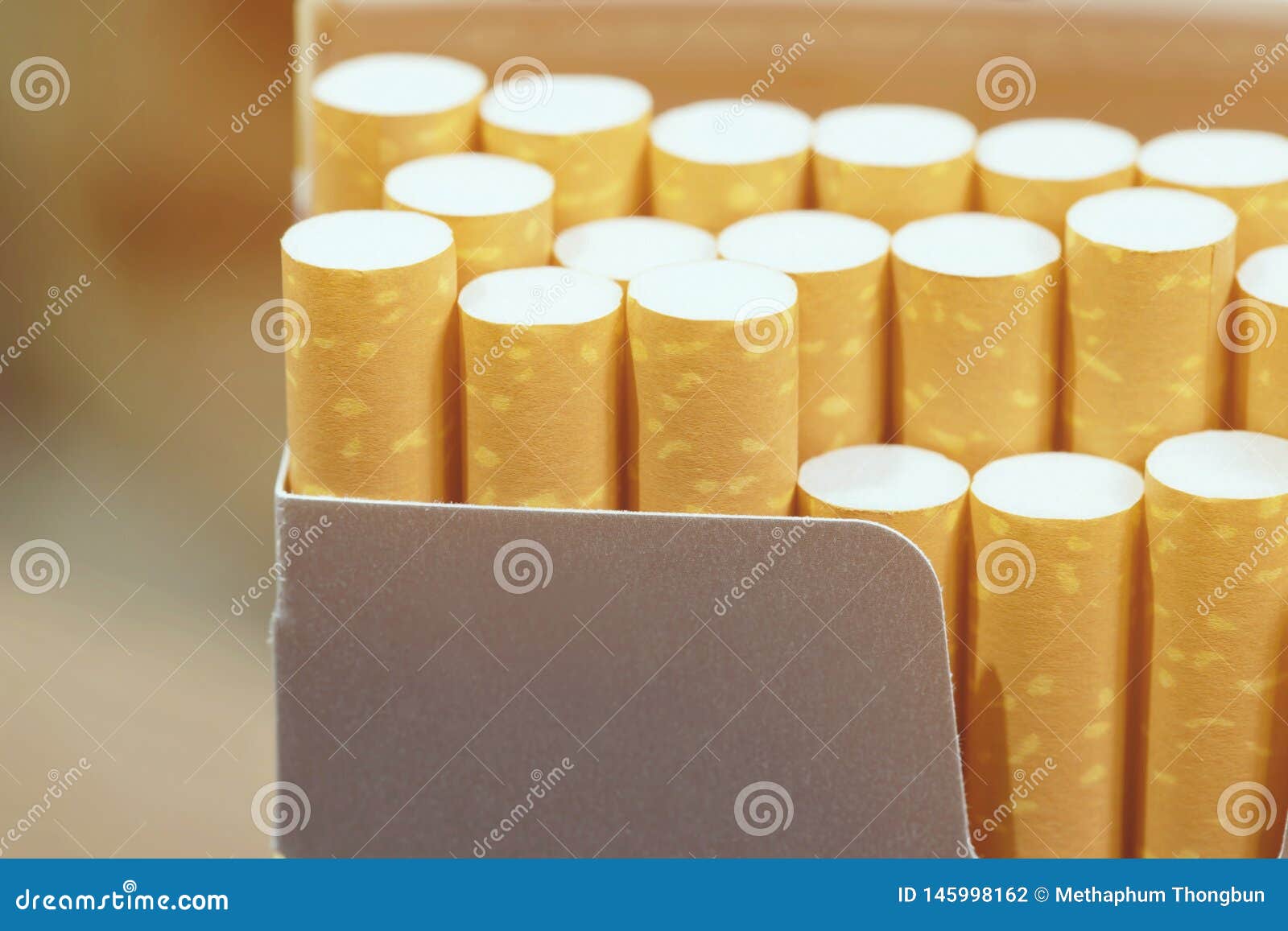 Image of Several Commercially Made Cigarettes. Pile Cigarette on Wooden ...