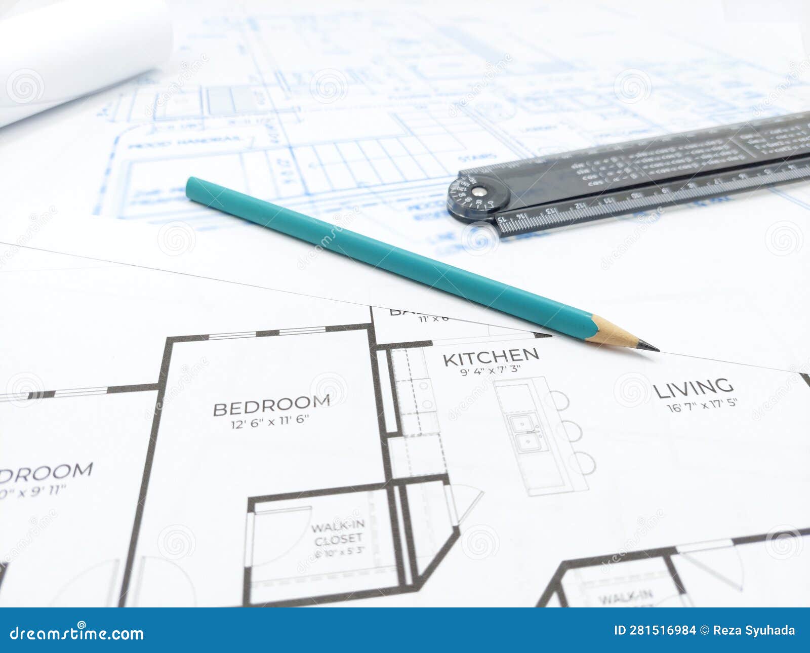 Image of Several Drawings of the Project and Instruments Stock Photo ...