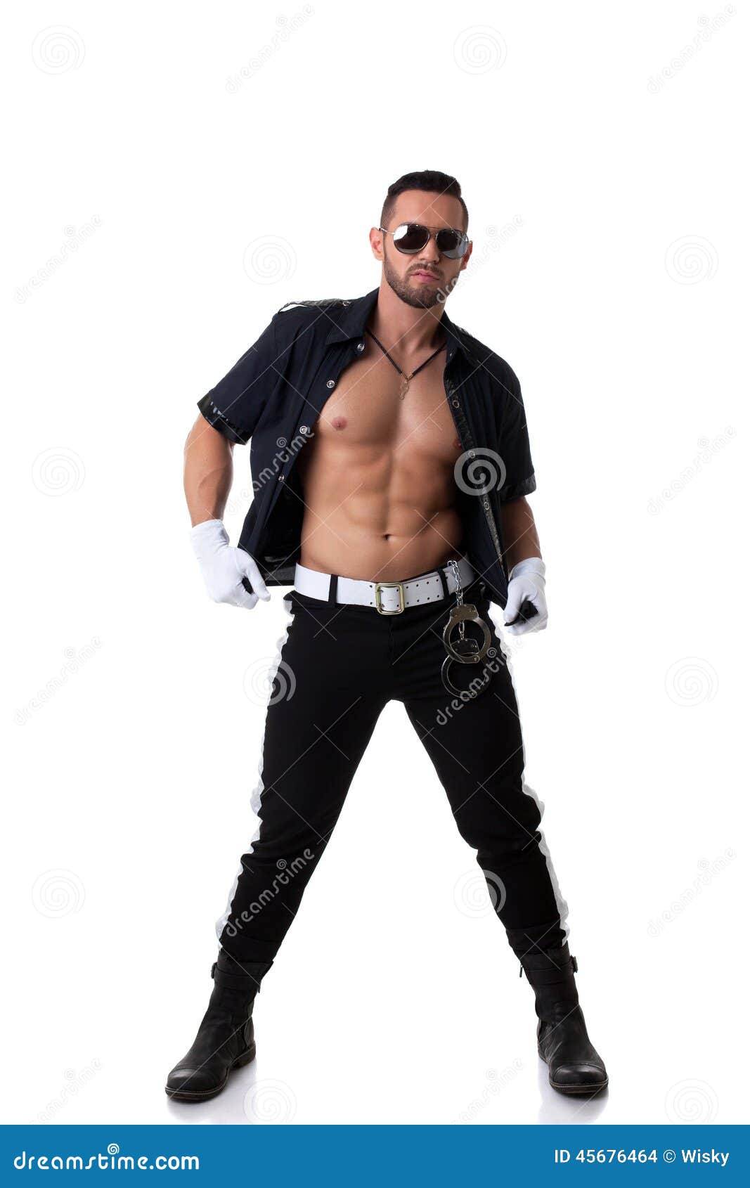 Image of Muscular Cop Posing at Camera Stock Photo - Image of ...