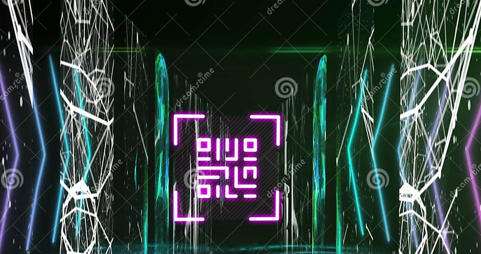 Image of Shapes and Qr Code in Digital Space Stock Photo - Image of ...